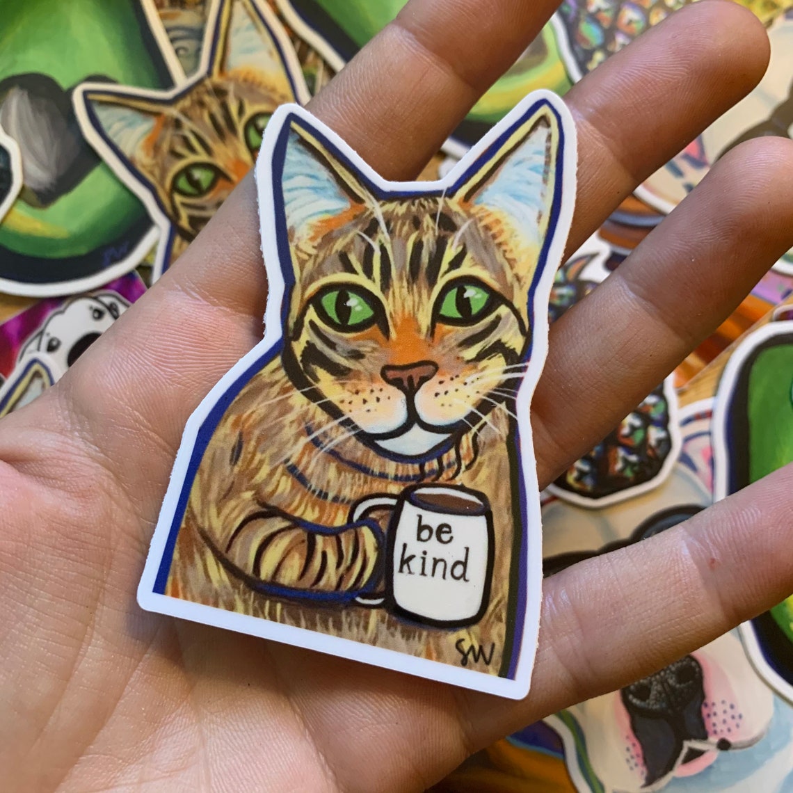 Be Kind Cat Vinyl Sticker - Etsy