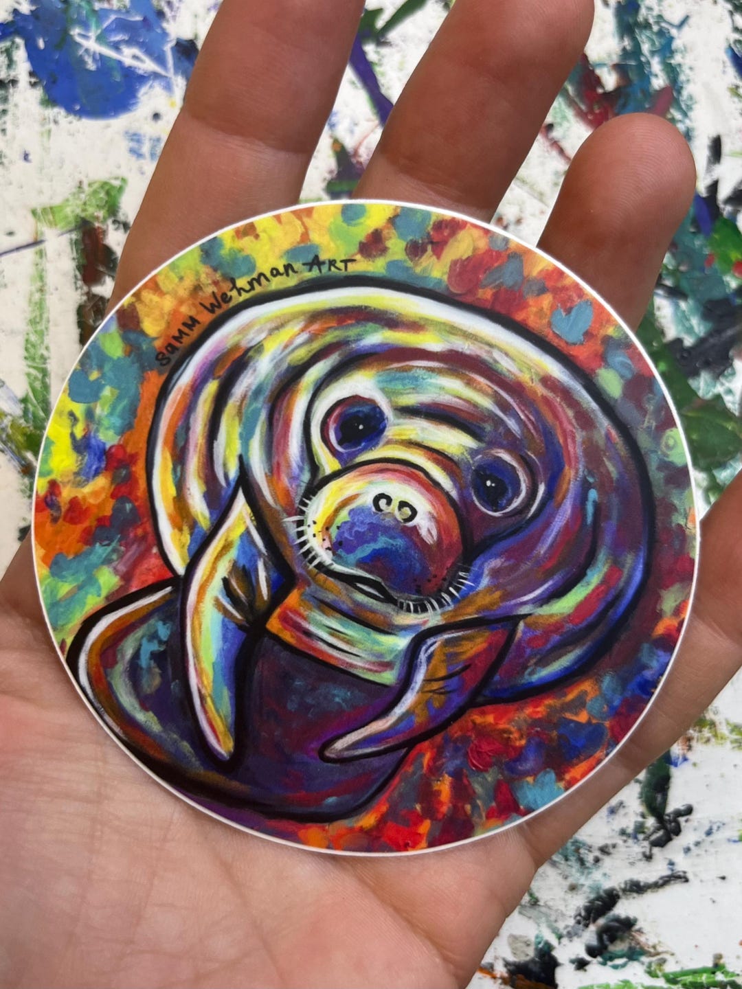 Rainbow Manatee Vinyl Sticker - Etsy