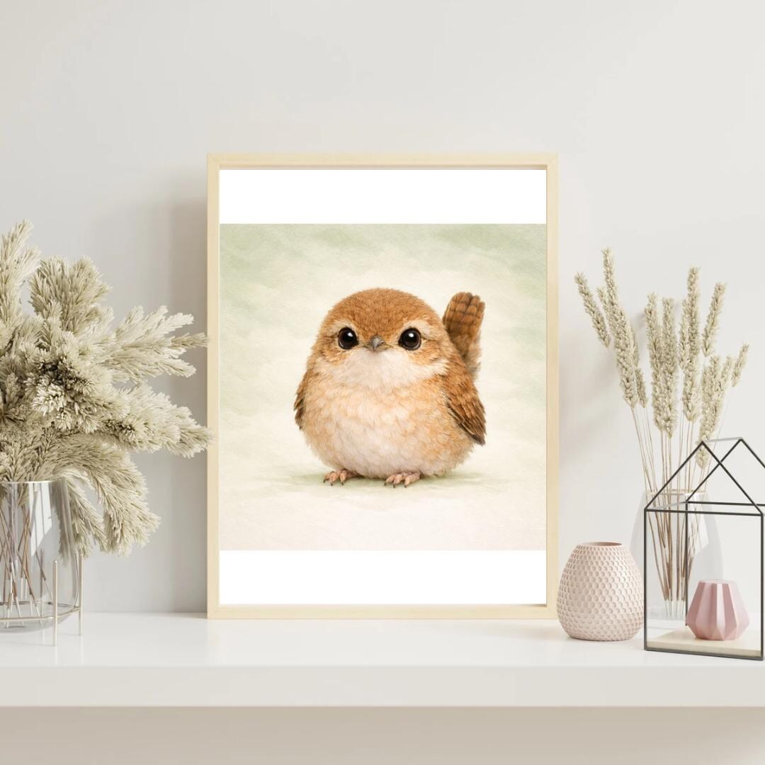 Sage Wren Nursery Print | Watercolor Woodland Bird Wall Art ...