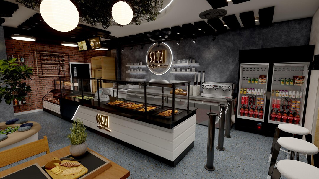 Modern Restaurant Cafe Interior Design | 3D Rendering Service - Etsy