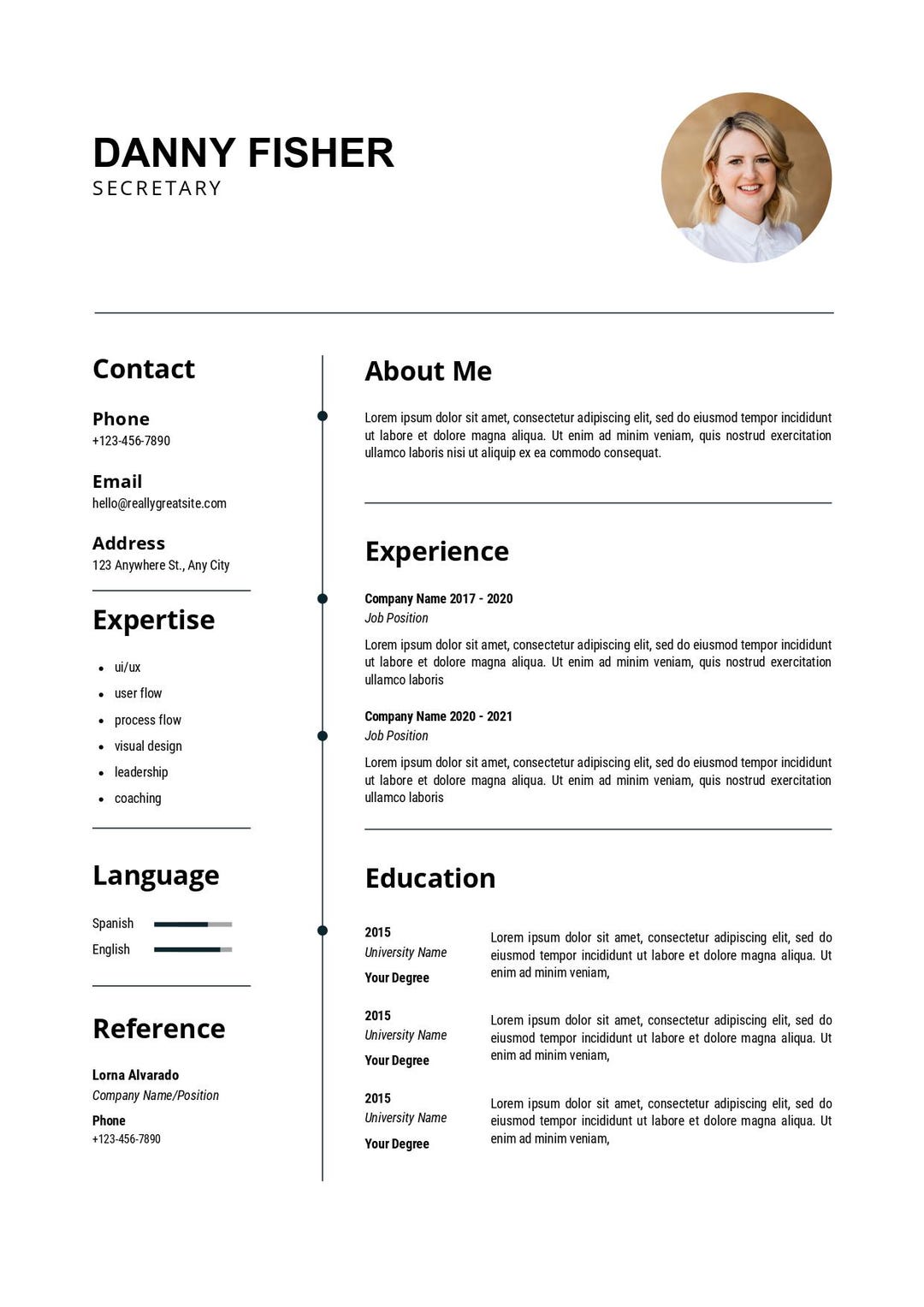 CV Template - Simple Black and White Professional - Etsy