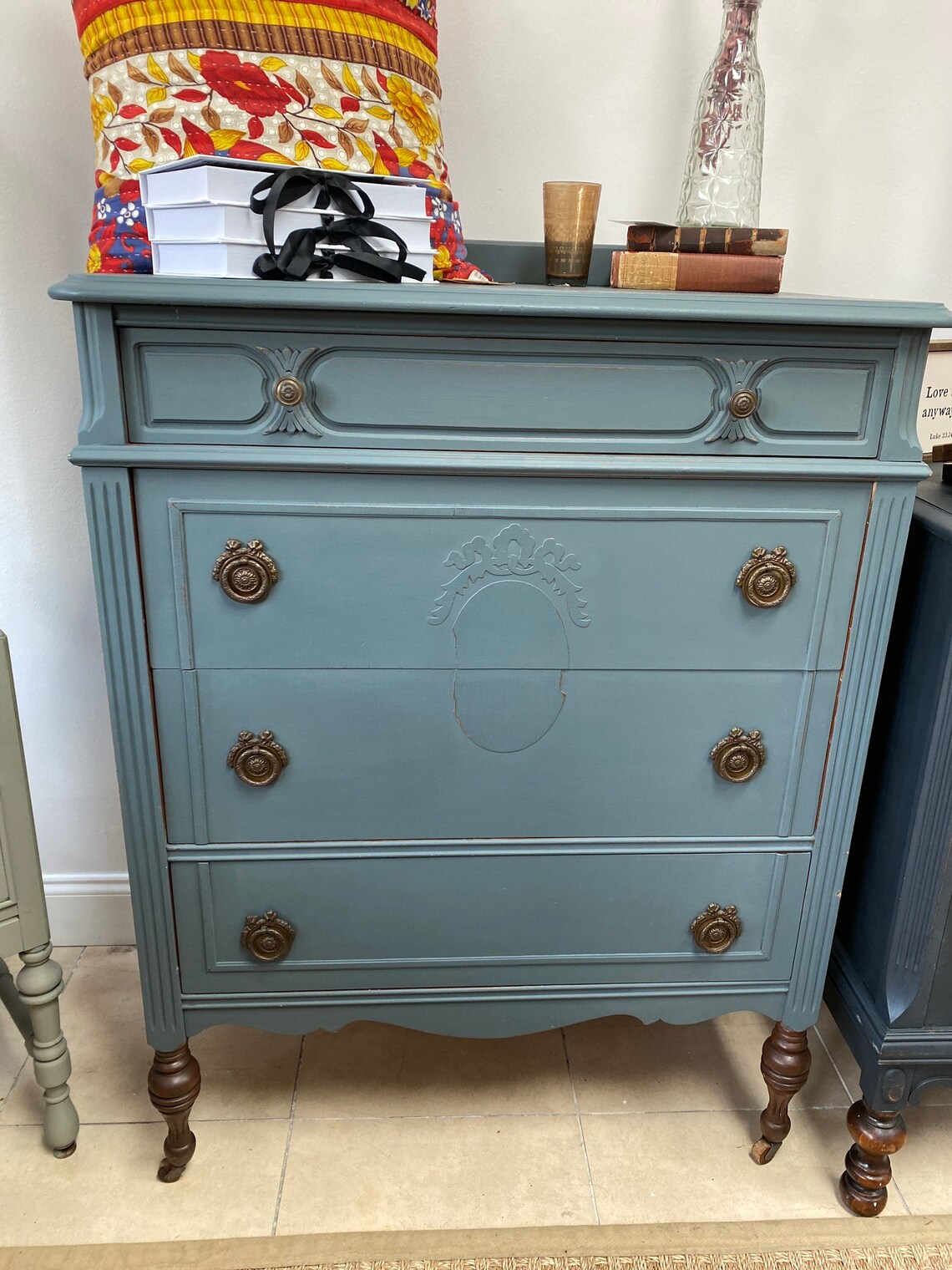 SOLD Custom Painting Example Vintage Light Blue Dresser - Etsy