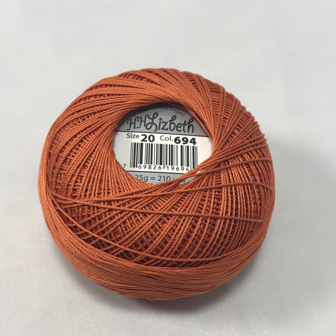 FULL SPOOL - Tatting Thread - Size 3, 10, 20, 40 or 80 - Lizbeth - Medium Harvest Orange - Color ...