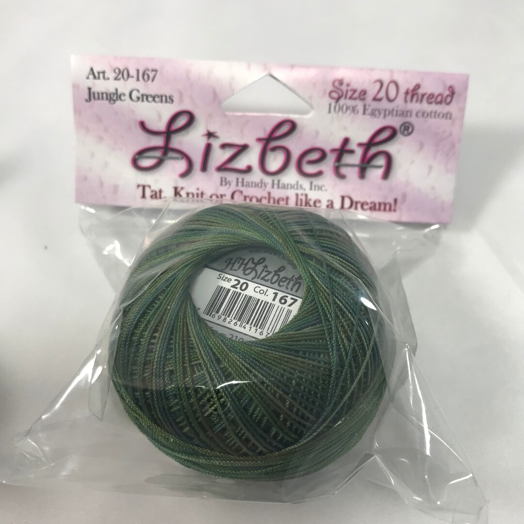 Tatting Thread - Variegated Jungle Greens - Size 20 or 40 - Color #167 ...