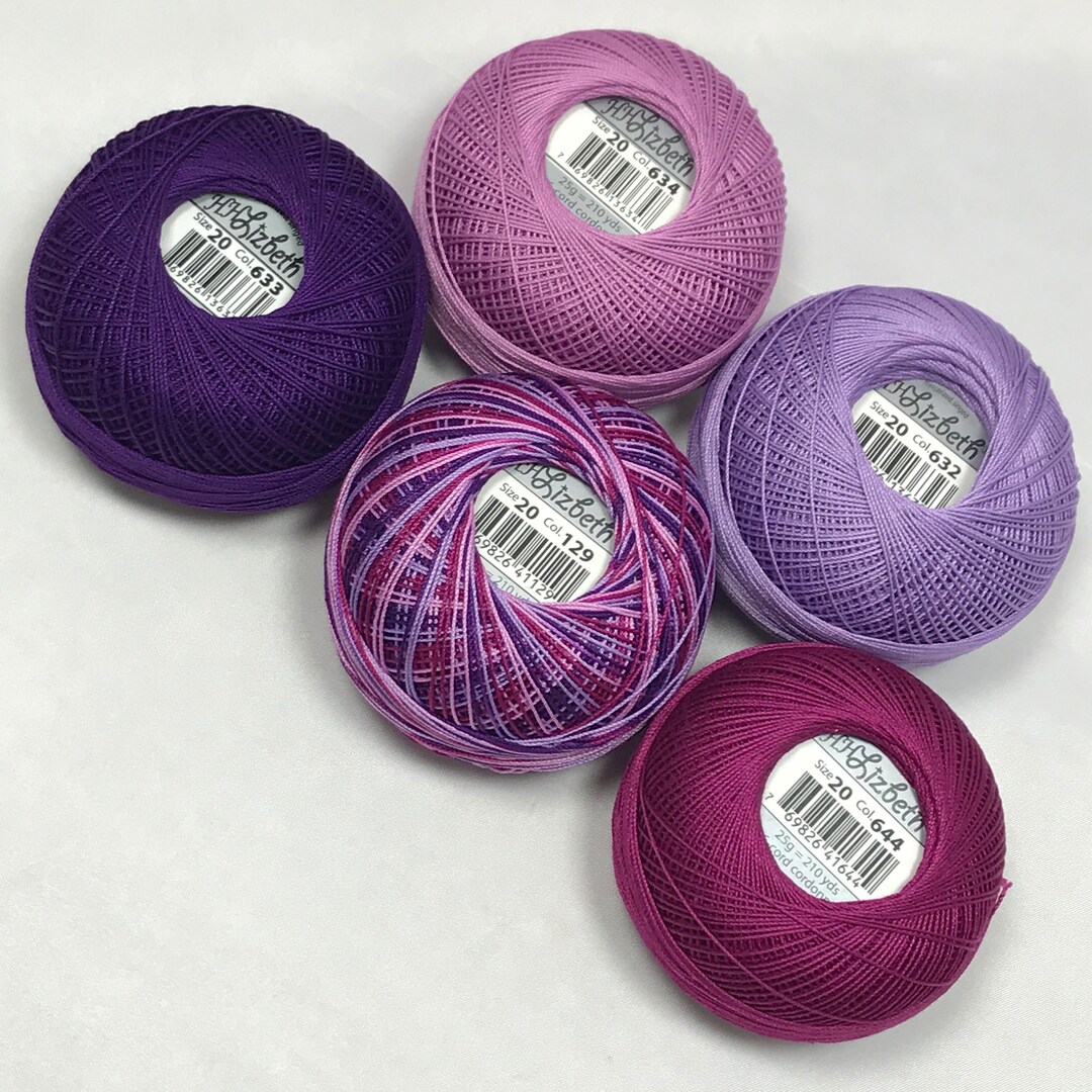 Tatting Thread - Purple Splendor Mix (color# 129, 632, 633, 634 and 644 ...