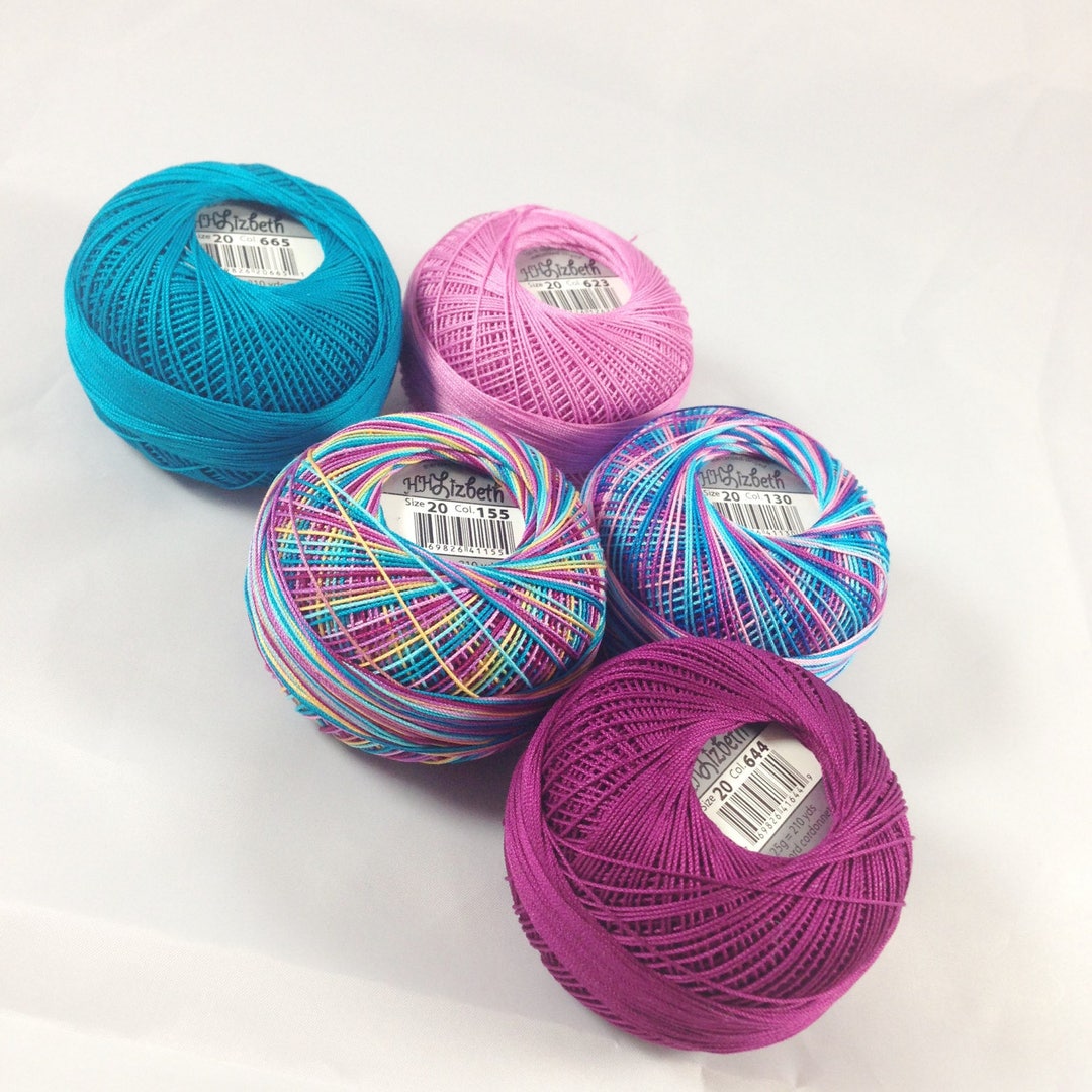 Lizbeth Tatting Thread - Brights - Color# 155, 130, 623, 644, and 665 ...