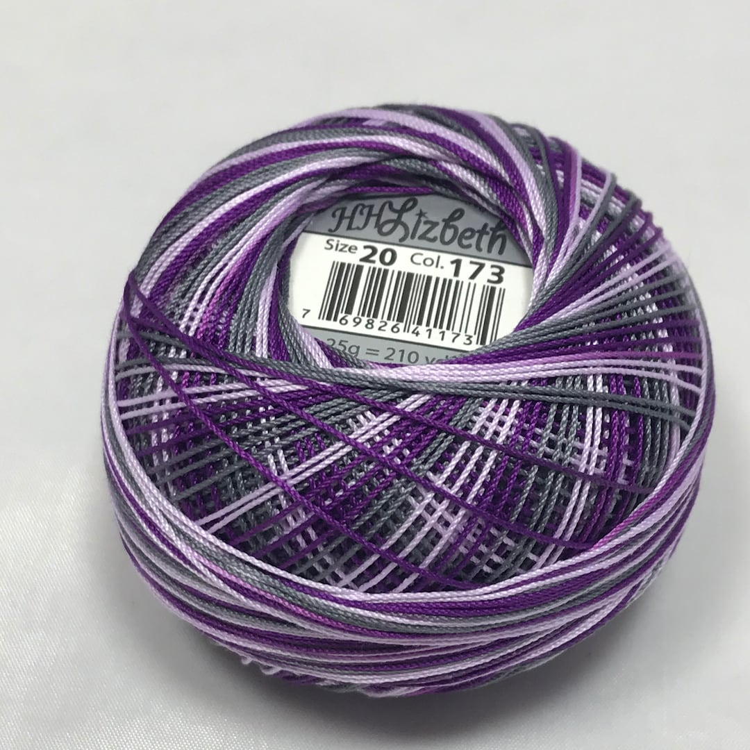 Lizbeth Tatting Thread - Variegated Purple Marble - #173 - Size 20 or ...