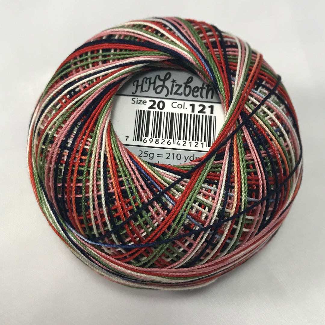 Lizbeth Tatting Thread - Marble Variegated - Color #121 - Size 3, 10 ...