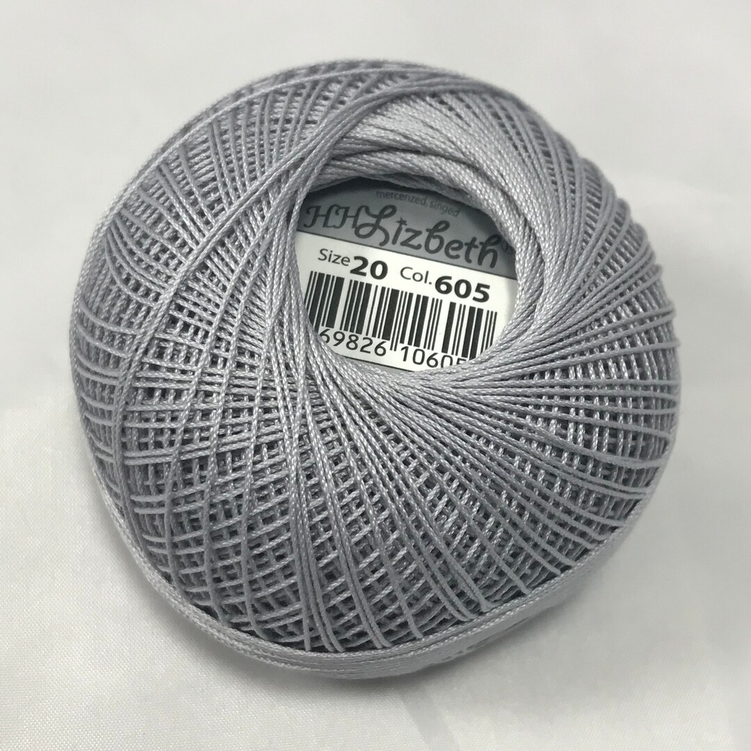 Lizbeth Tatting Thread - Size 3, 10, 20, 40 or 80 - Color #605 - Silver ...