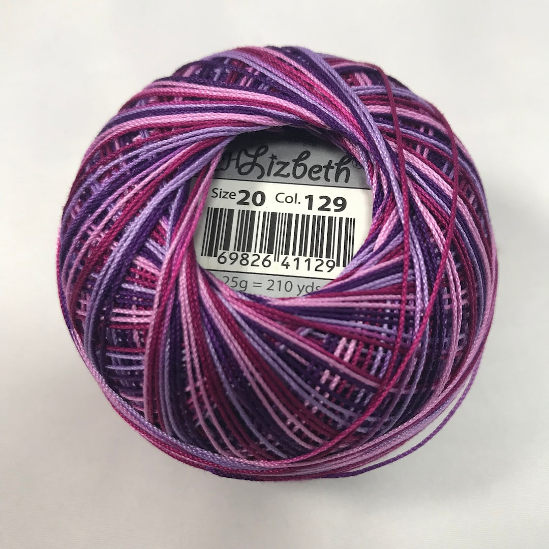 Lizbeth Tatting Thread - Variegated Purple Splendor - Color #129 - Size ...