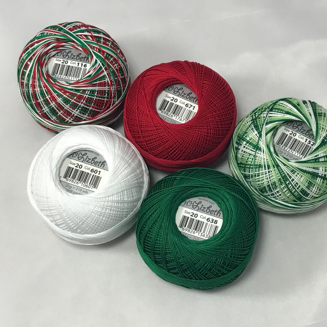 Tatting Thread - Christmas Basics - (colors 601, 638, 671, 116, and 152 ...