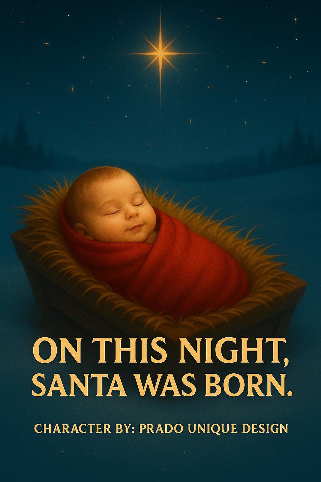 On This Night Santa Was Born Timeless Christmas Wall Art Baby Santa ...