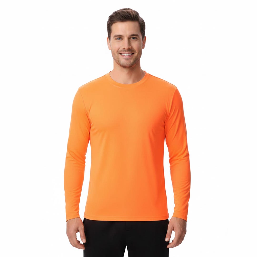 Neon Orange Long Sleeve Shirt | UPF 50 Dry Fit Workwear - Etsy