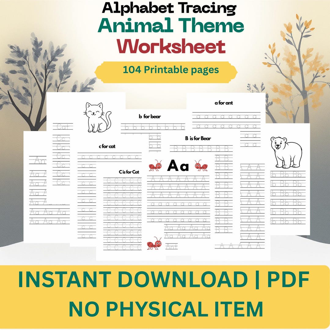 Animal Alphabet Tracing Worksheets – Handwriting Practice, A-Z (PDF ...