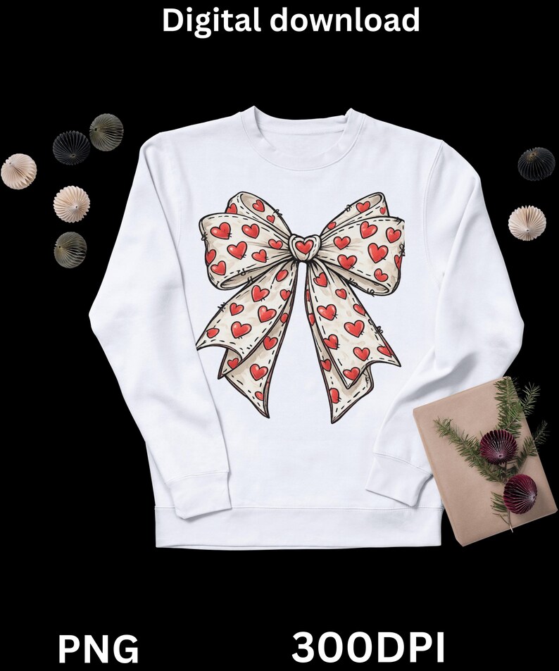 Heart Bow PNG | Valentine Bow Sublimation Design | Cute Ribbon Hearts ...