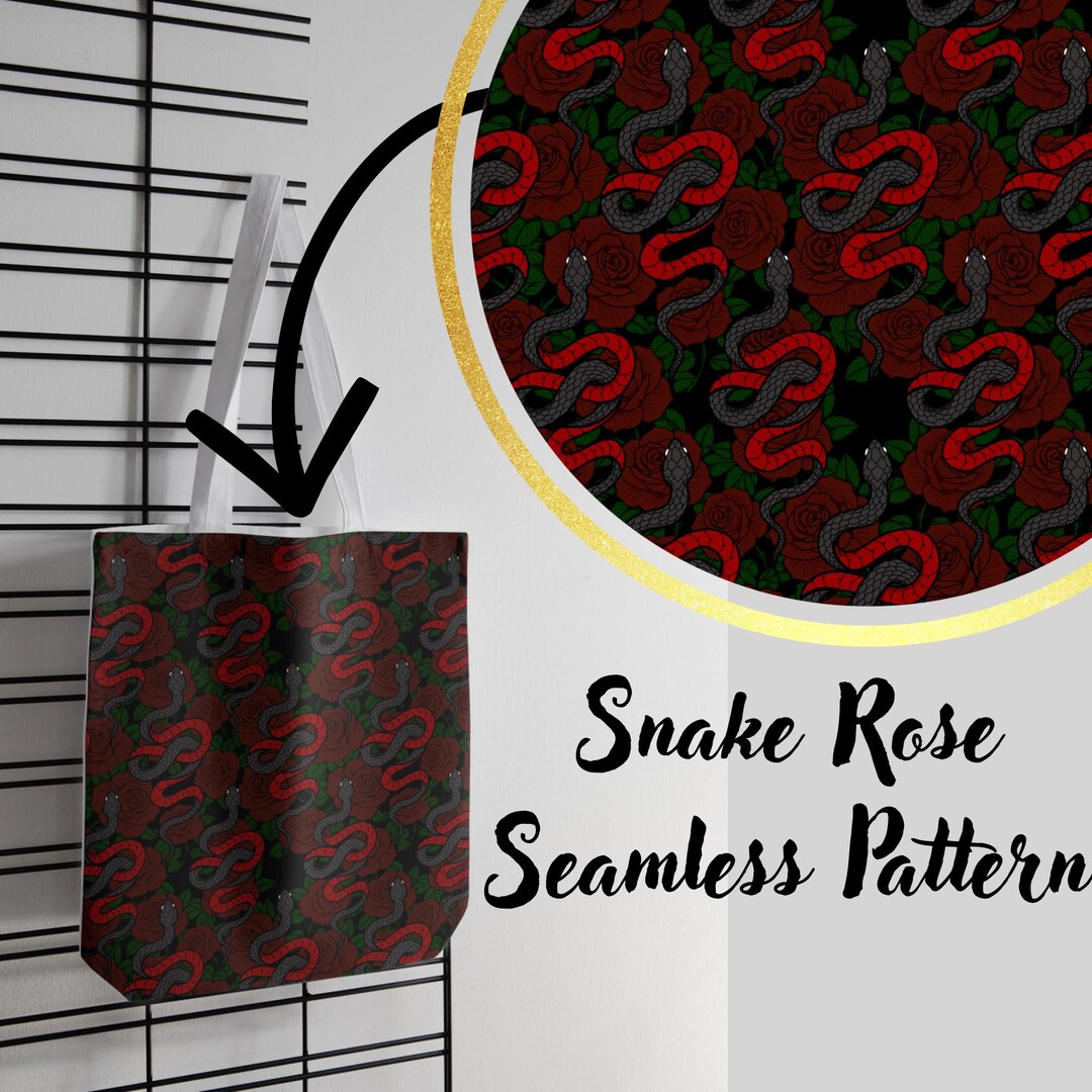 Snake Rose Seamless Pattern - Etsy