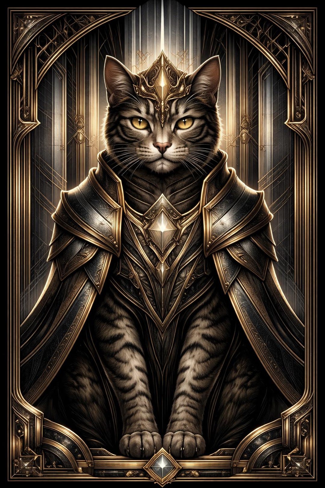 Sentinel Cat Printable Wall Art | Moon & Stars Black Cat | Celestial ...