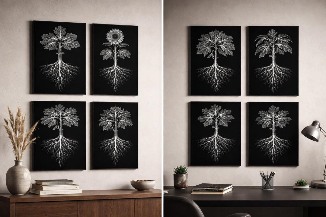 Anatomy of Roots – Botanical X-ray Tree Collection (set of 4), Symbolic ...