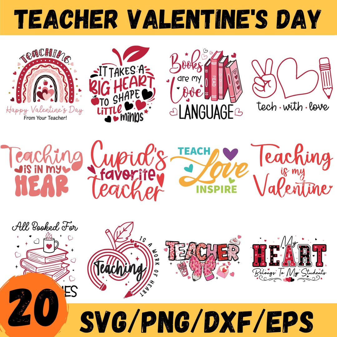 Teacher Valentine SVG Bundle, Love Shirt Designs (digital Download - Etsy