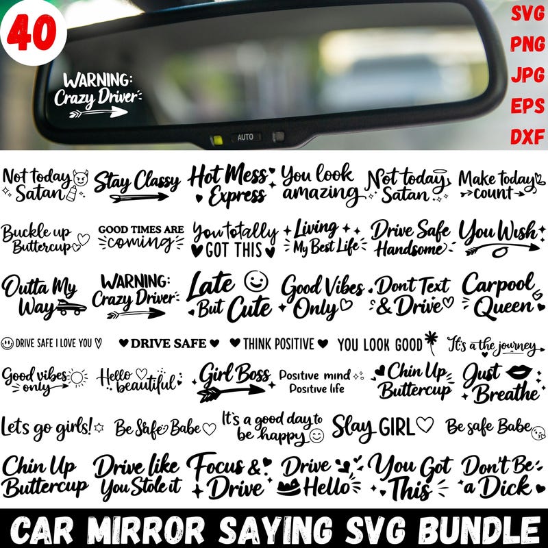 Car Mirror Sayings Svg - Etsy
