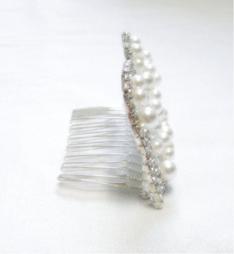 Rhinestone Pearl Hair Comb Queens Crown Style Wedding or - Etsy