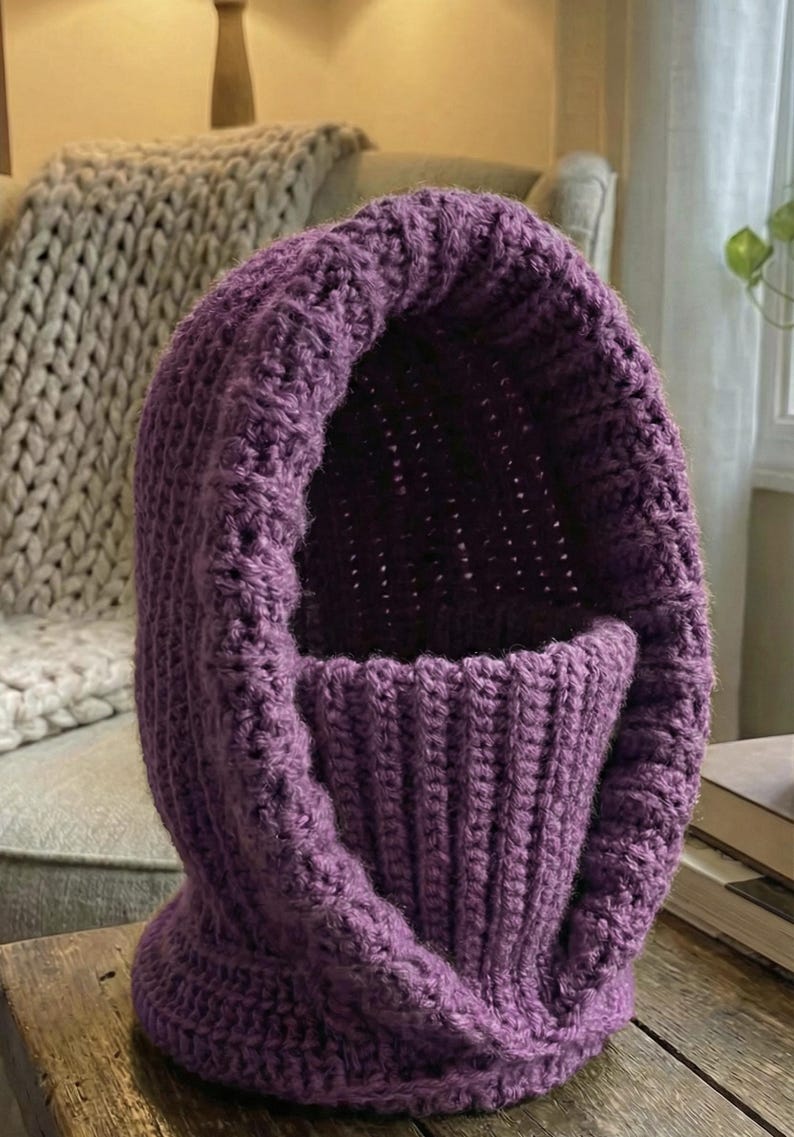 Crochet Balaclava Turtleneck Hoodie Pattern : Crochet Hooded Neck Cowl ...