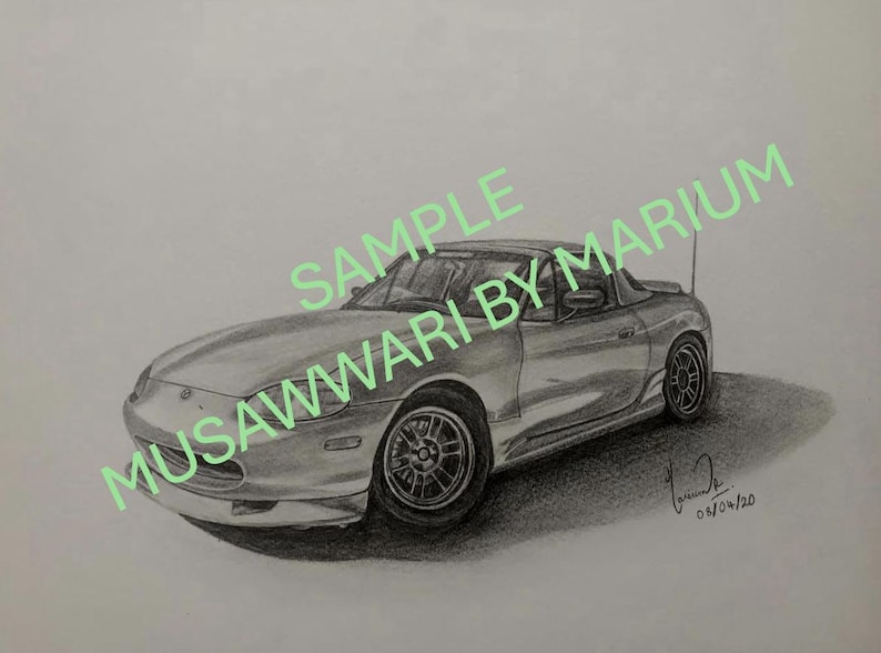 NB Mazda Miata Printable Car Sketch | Digital Download | Car Wall Art ...