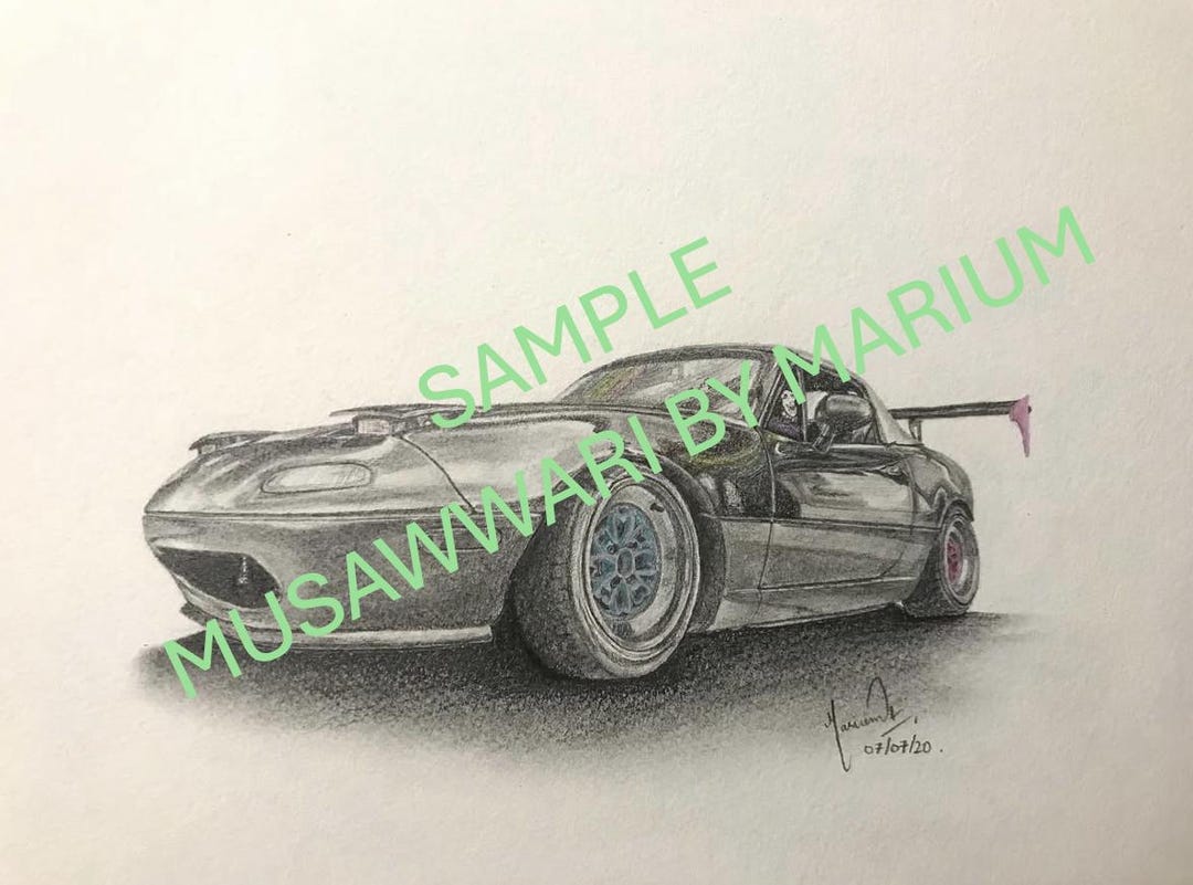 NA Mazda Miata Printable Car Sketch | Digital Download | Car Wall Art ...