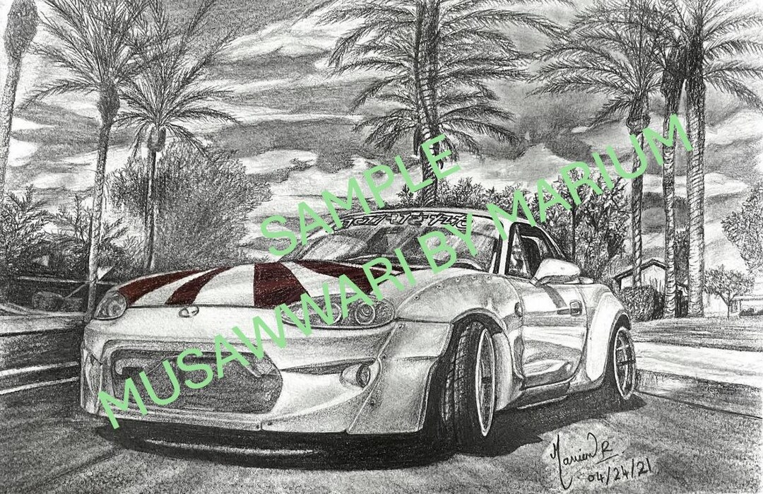 Mazda Miata Printable Car Sketch | Digital Download | Car Wall Art ...
