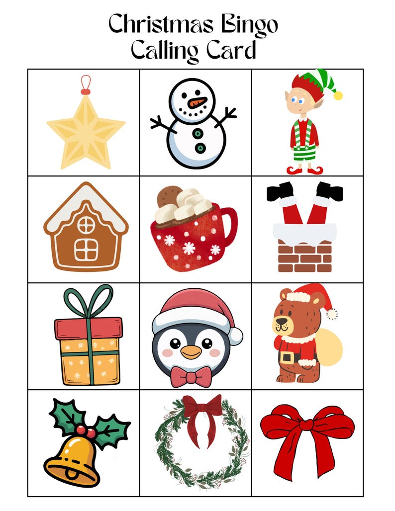 Christmas Bingo Game | 25 Holiday Cards (digital Download) - Etsy