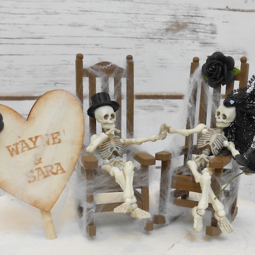 Halloween Skeleton Wedding Cake Topper Bride & Groom - Etsy