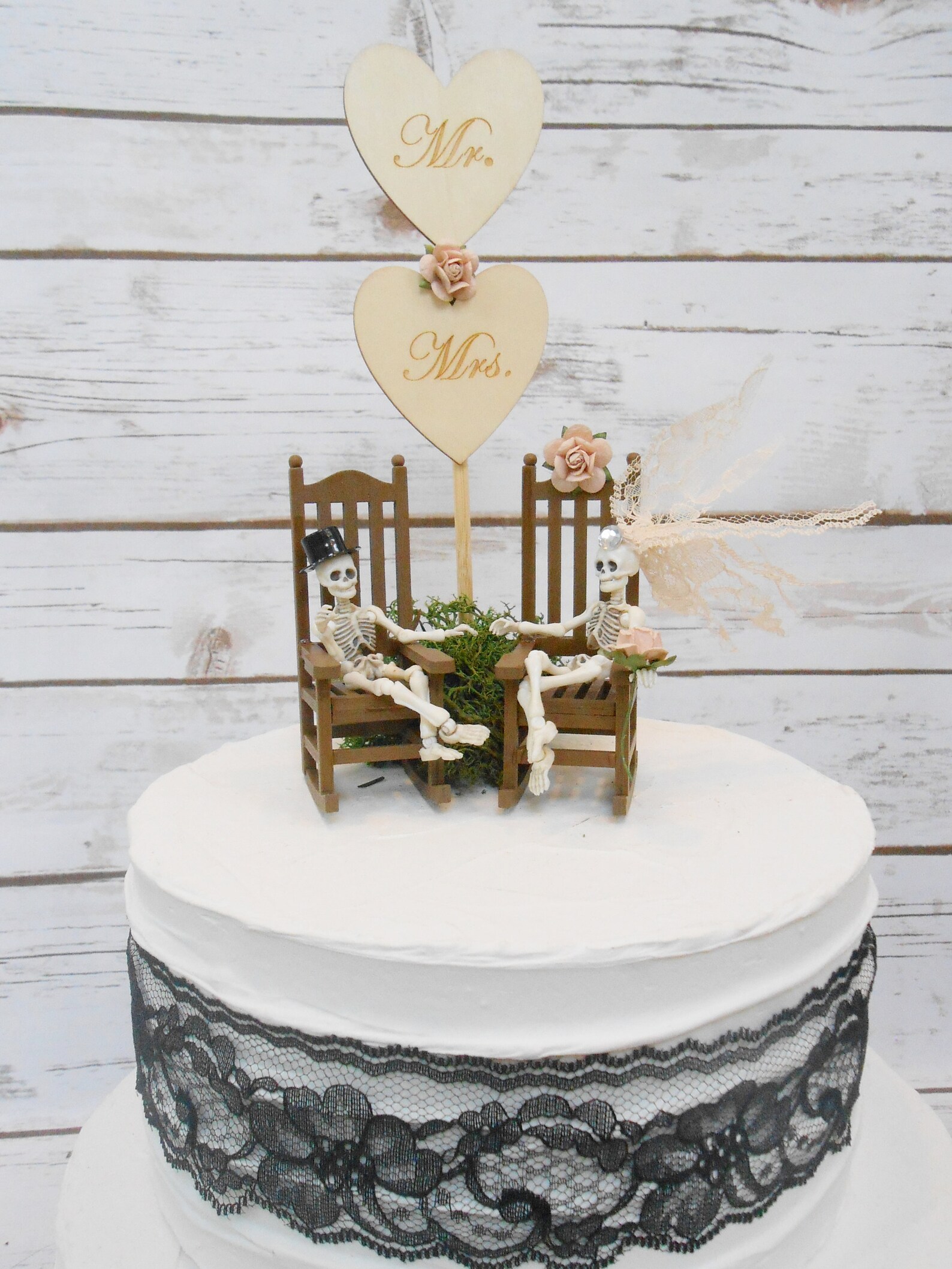 Halloween Wedding Cake Topper | Bride & Groom Skeletons | Victorian ...