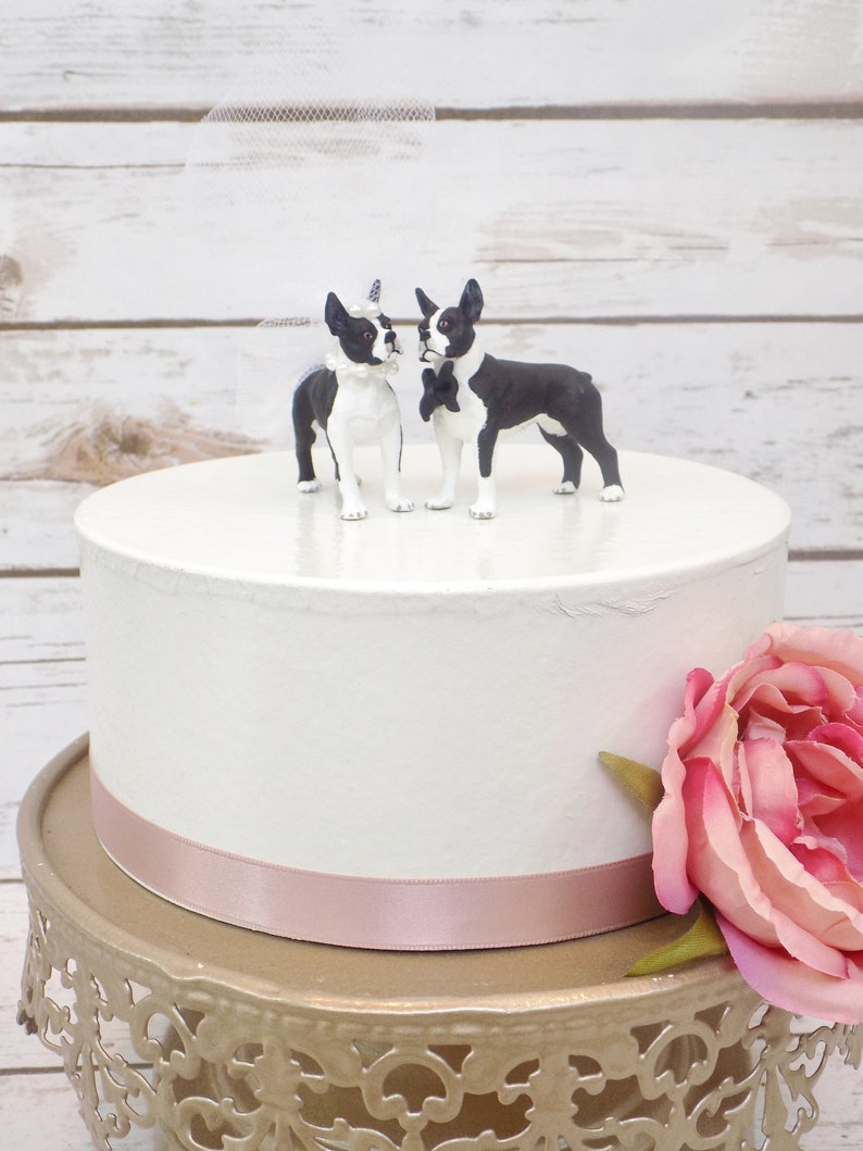 Boston Terrier Wedding Cake Topper | Pet Dog Cake Topper | Cute Dog ...