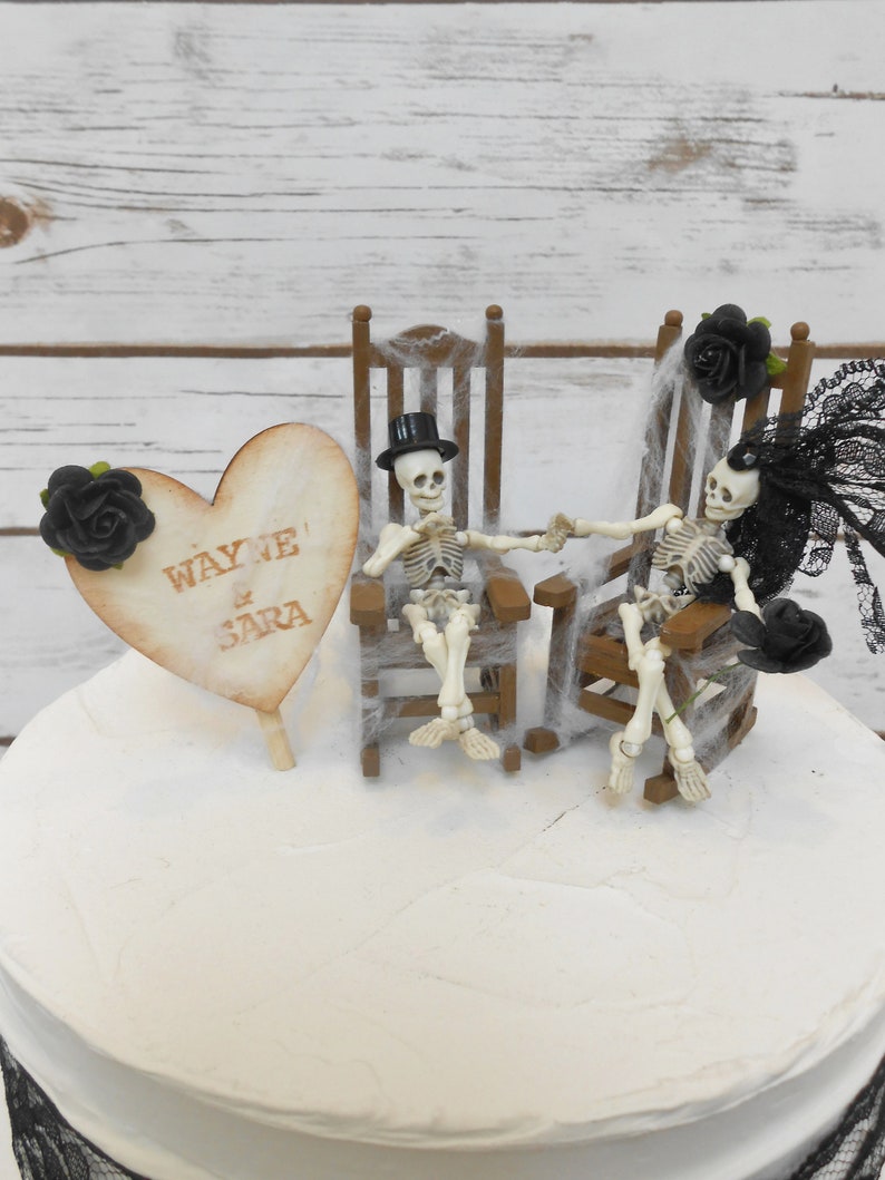 Personalized Halloween Wedding Cake Topper Skeleton Cake - Etsy