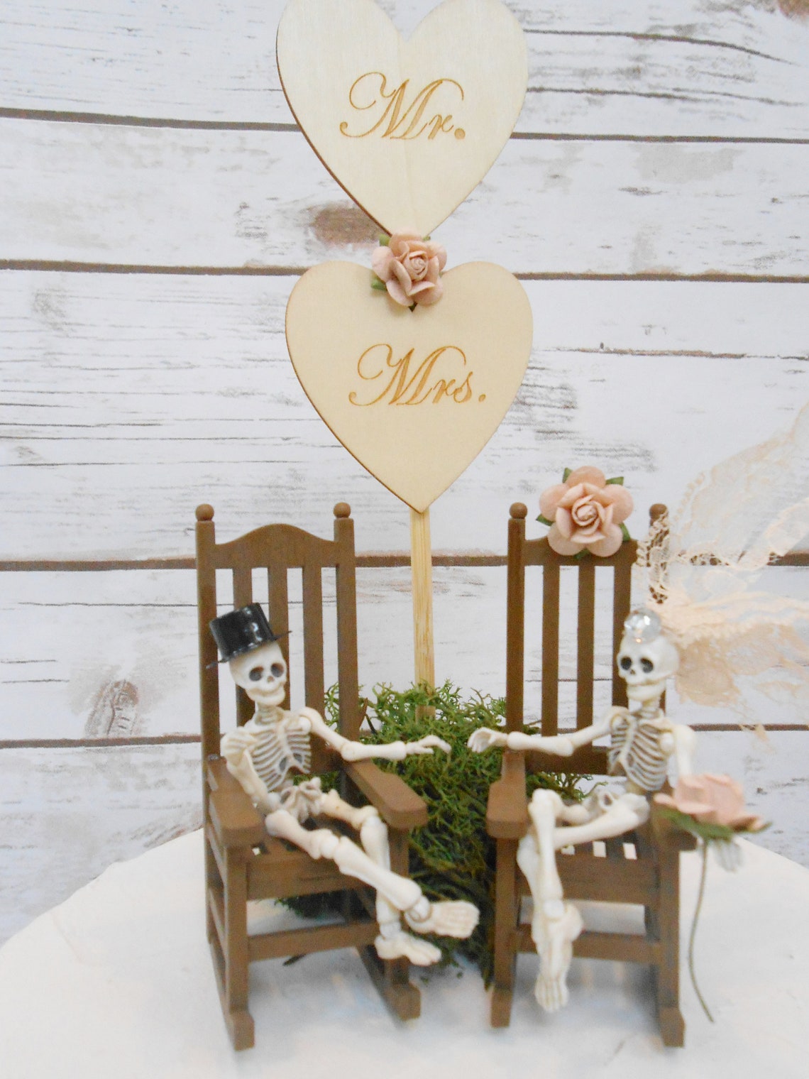 Halloween Wedding Cake Topper | Bride & Groom Skeletons | Victorian ...