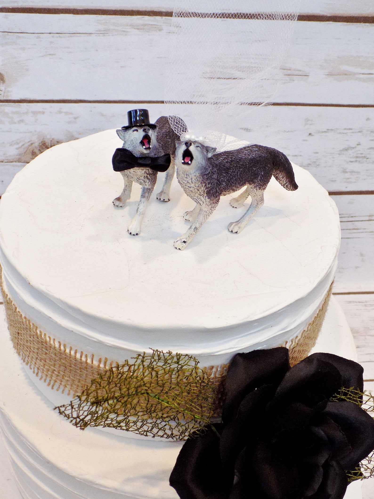 Wolf Wedding Cake Topper | Bride & Groom Wolf Animal Cake Topper ...