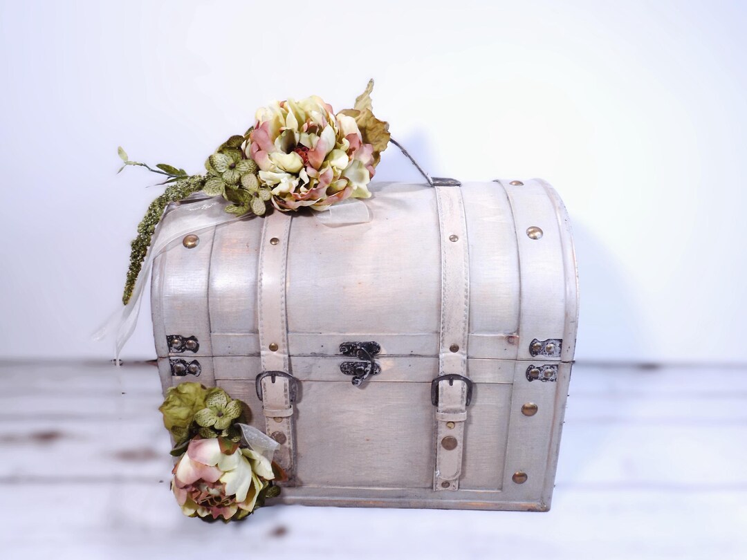 Extra Large Decorative Home Storage Trunk | Ivory Domed Suitcase Floral ...