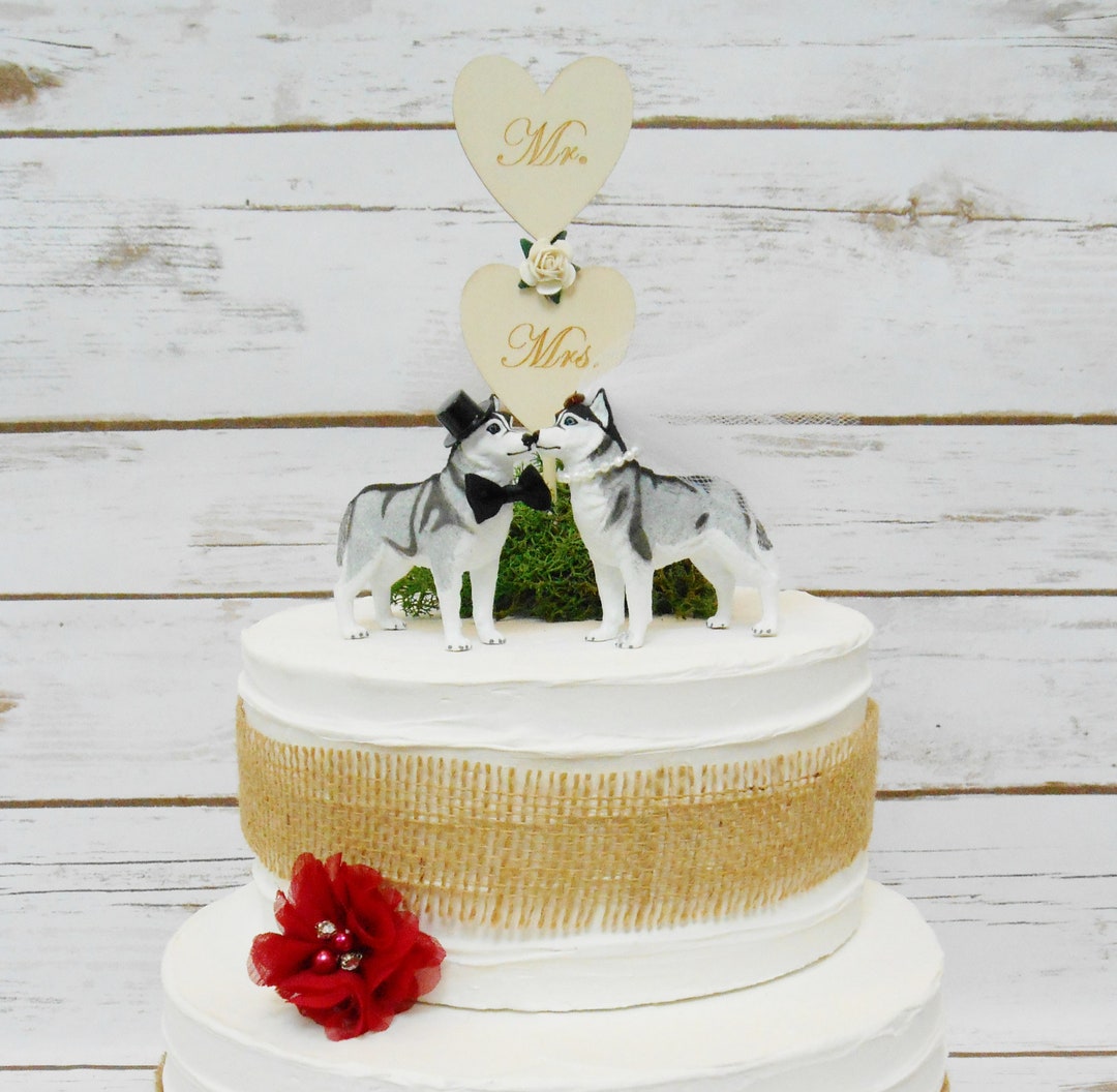 Siberian Husky Dog Wedding Cake Topper Animal Pet Cake Topper Domestic ...