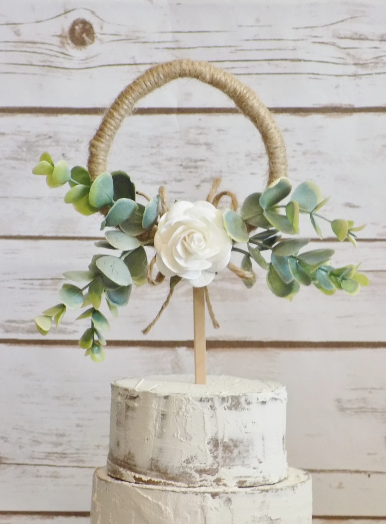Rustic Eucalyptus Greenery Cake Topper Wreath Floral Hoop - Etsy UK