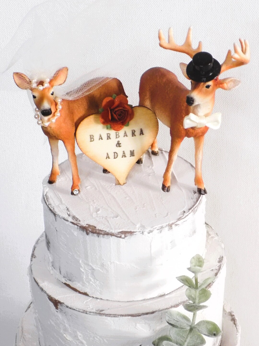 Deer Wedding Cake Topper | Mr & Mrs Animal Cake Topper | Rustic ...
