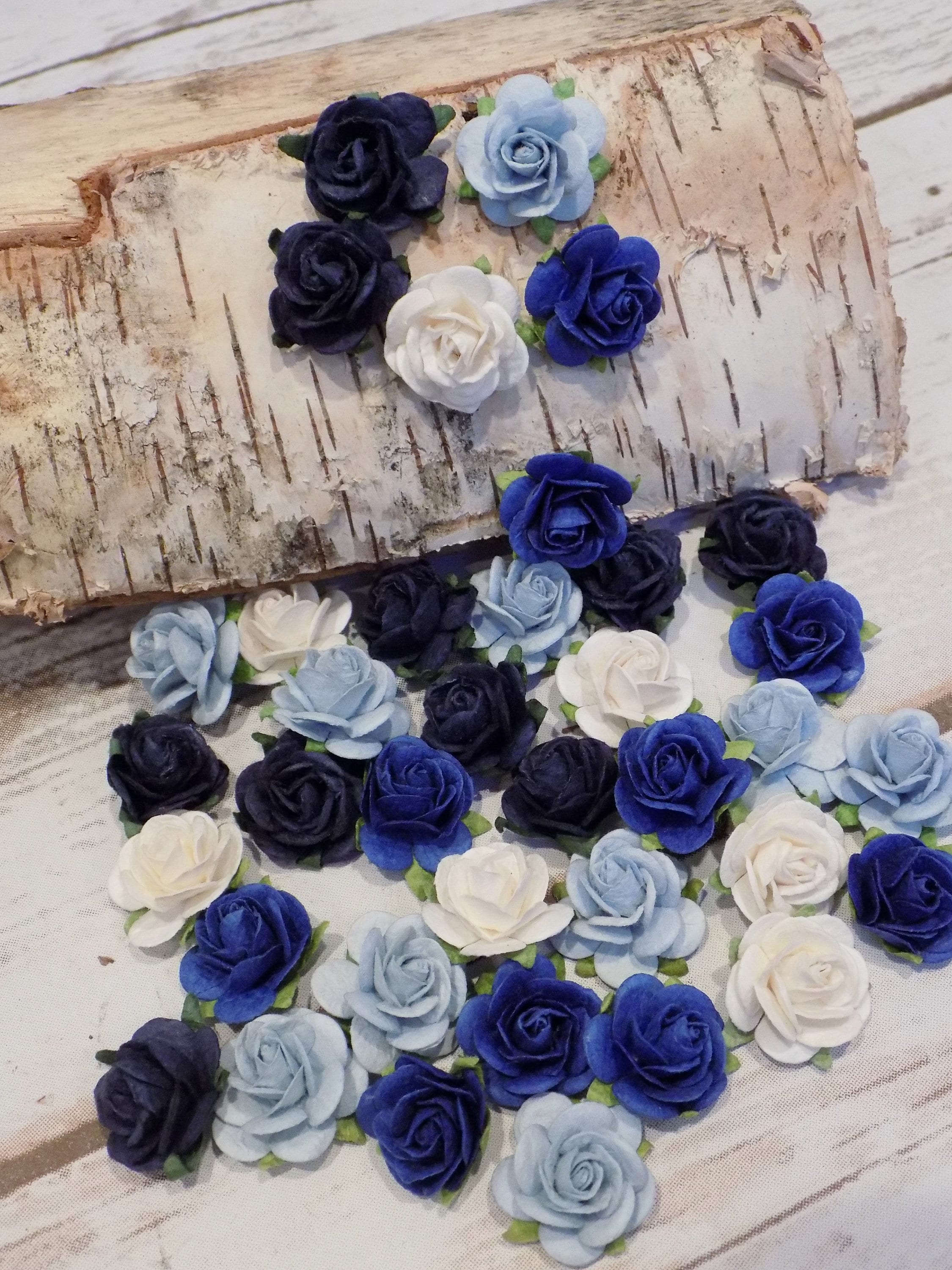 Shades of Blue Mini Paper Rose Flowers Light Blue Royal - Etsy