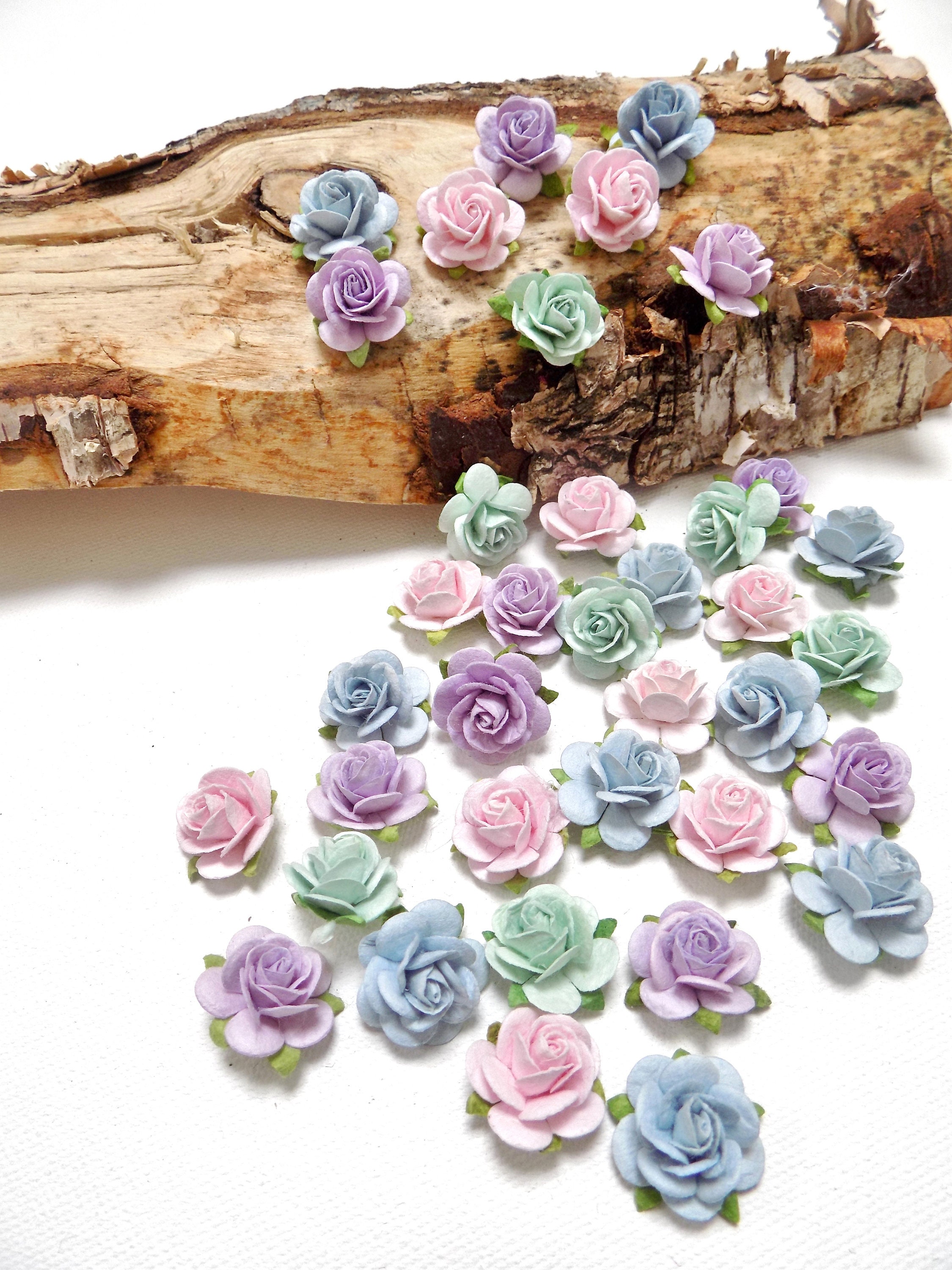 Set of 40 Mixed Pastel Color Mini Paper Roses 3/4 - Etsy