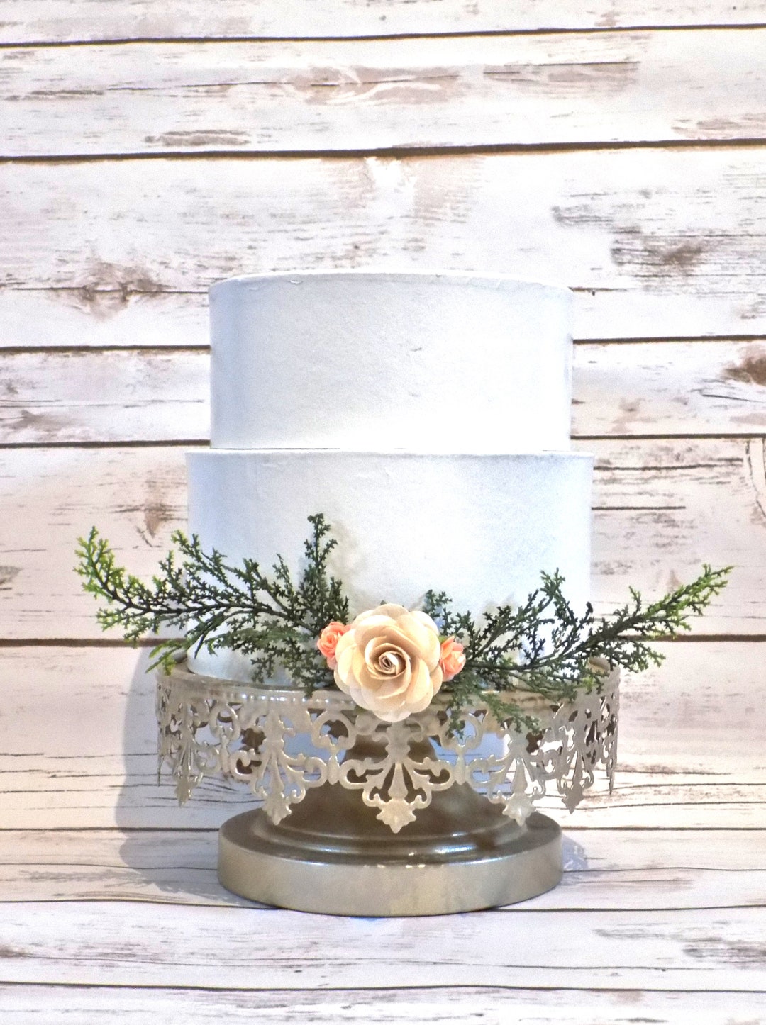 Custom Floral Greenery Cake Topper | Rustic Woodland Boho Wedding Cake ...