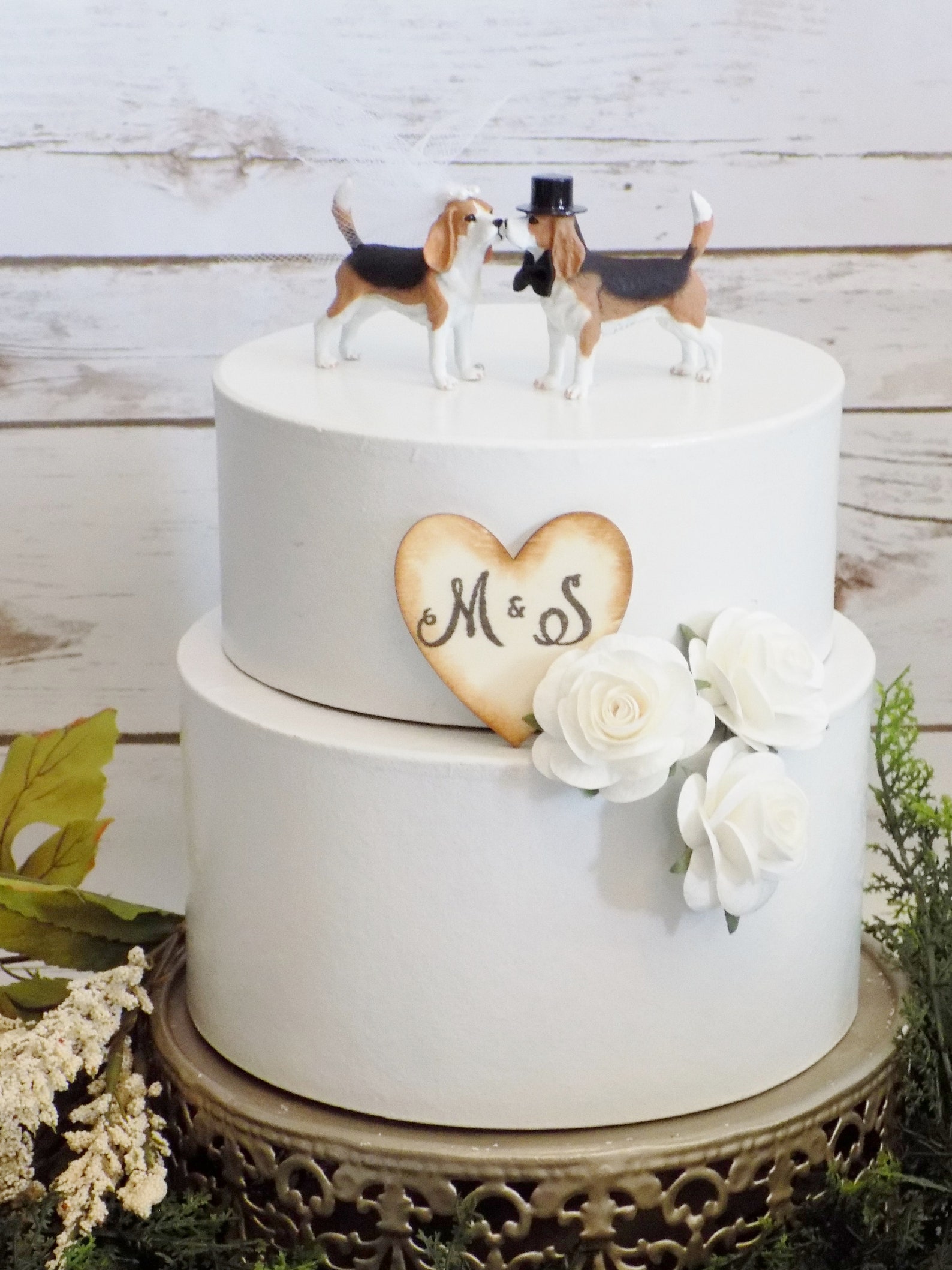 Beagle Wedding Cake Topper Mr and Mrs Animal Cake Topper | Etsy