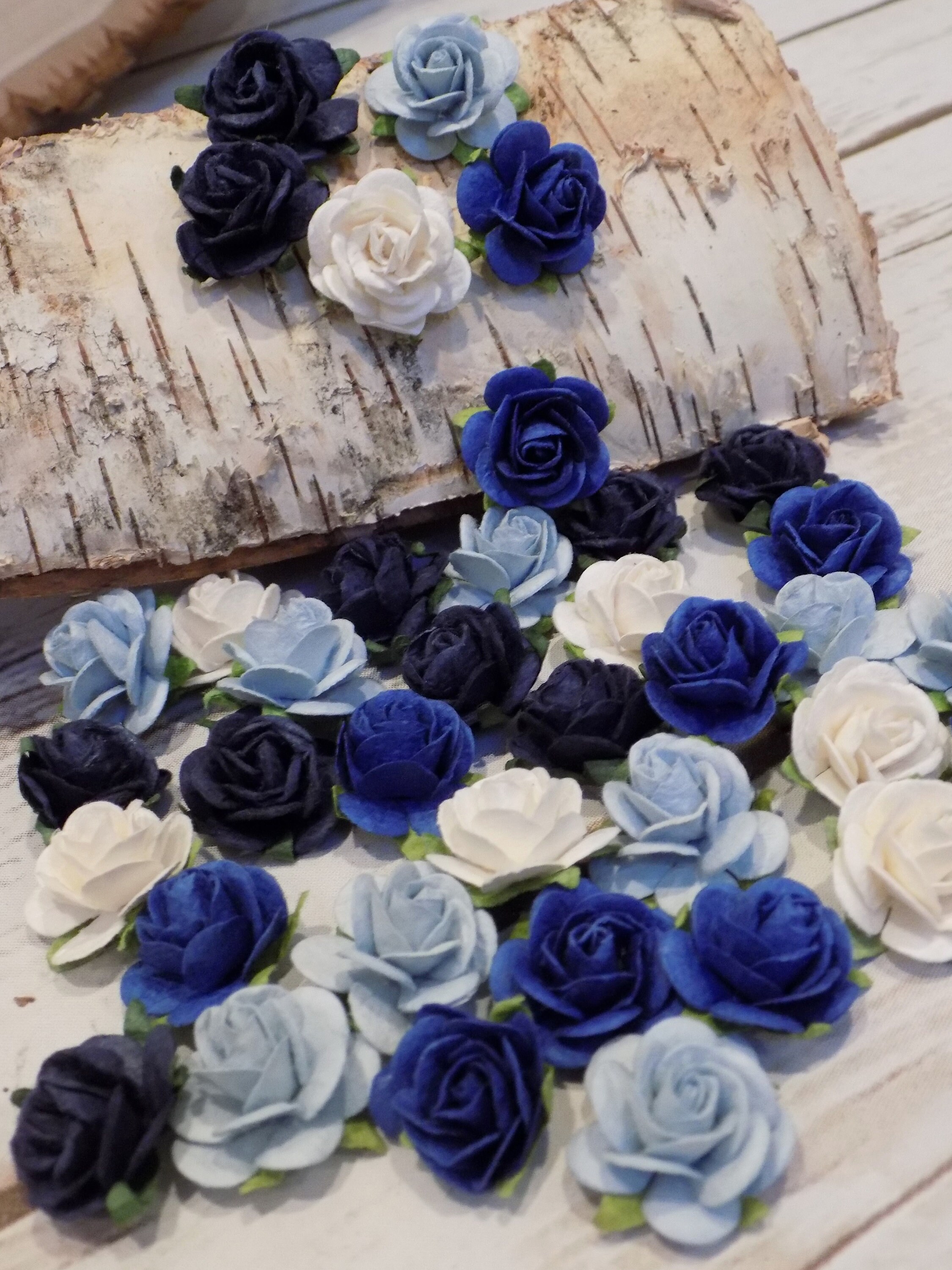 Shades of Blue Mini Paper Rose Flowers Light Blue Royal - Etsy