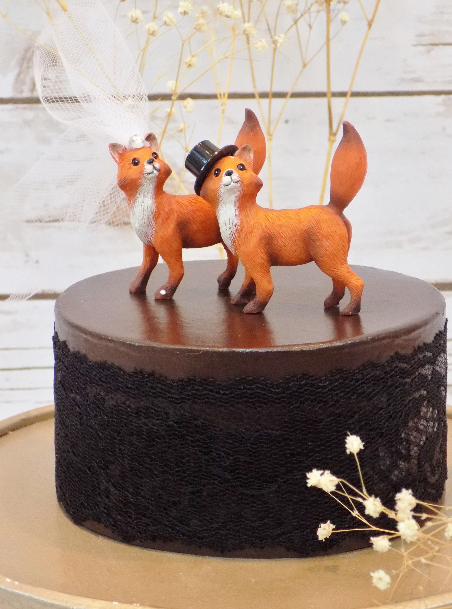 Mr & Mrs Fox Wedding Cake Topper Rustic Woodland Animal Cake | Etsy