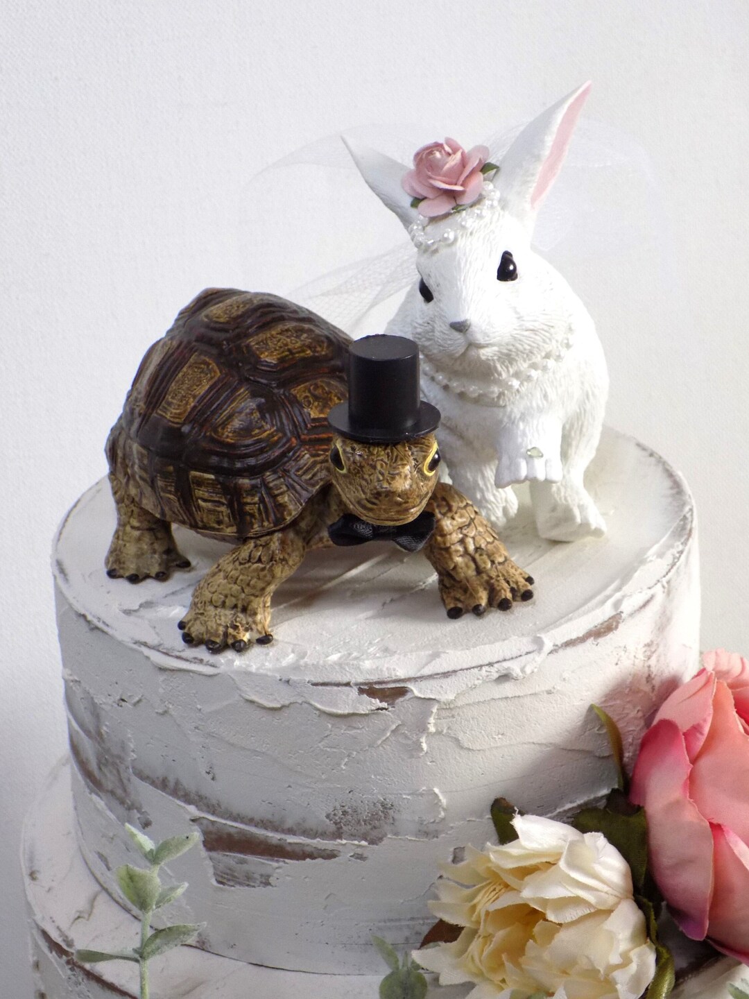 Tortoise & Hare Wedding Cake Topper | Bride and Groom Turtle and Rabbit ...