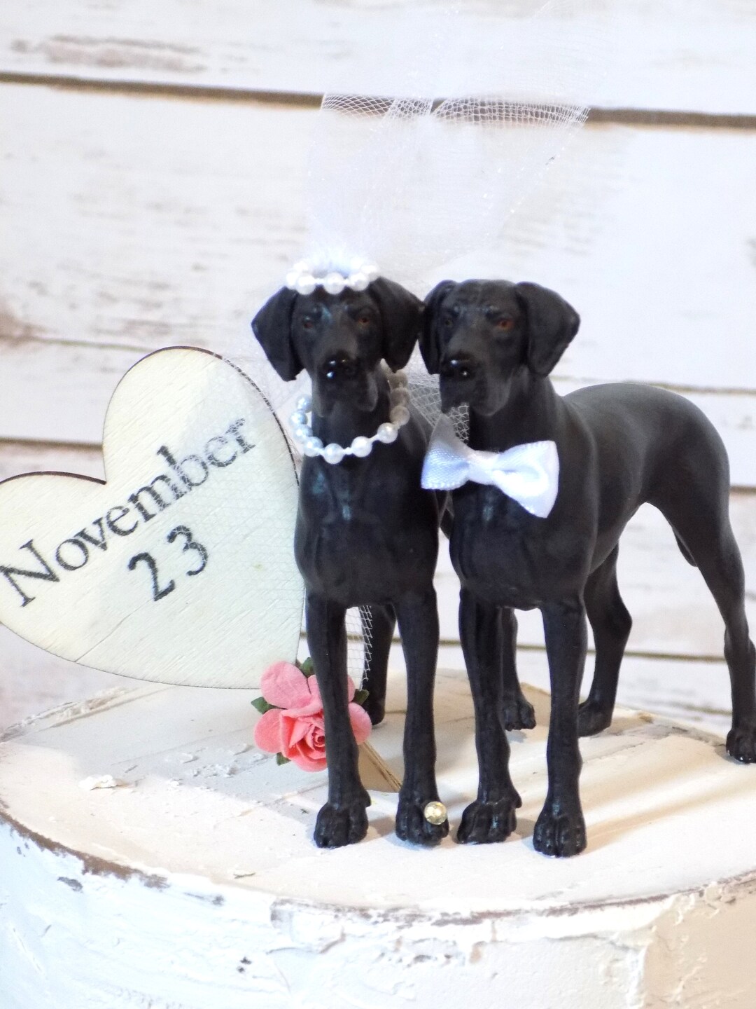 Great Dane Wedding Cake Topper | Pet Cake Decoration | Bride and Groom ...