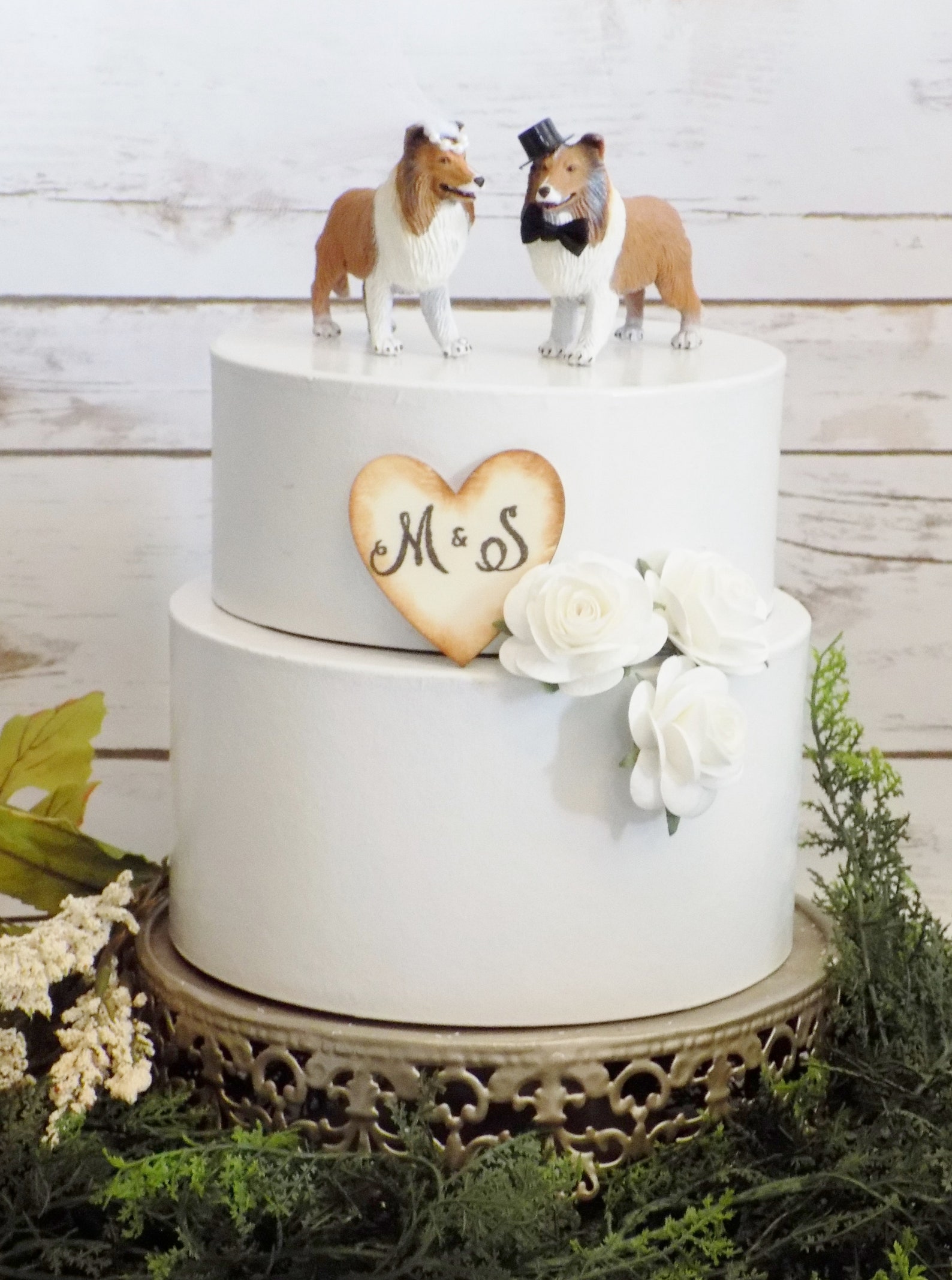 Dog Lovers Collie Wedding Cake Topper Cute Funny Animal Cake - Etsy