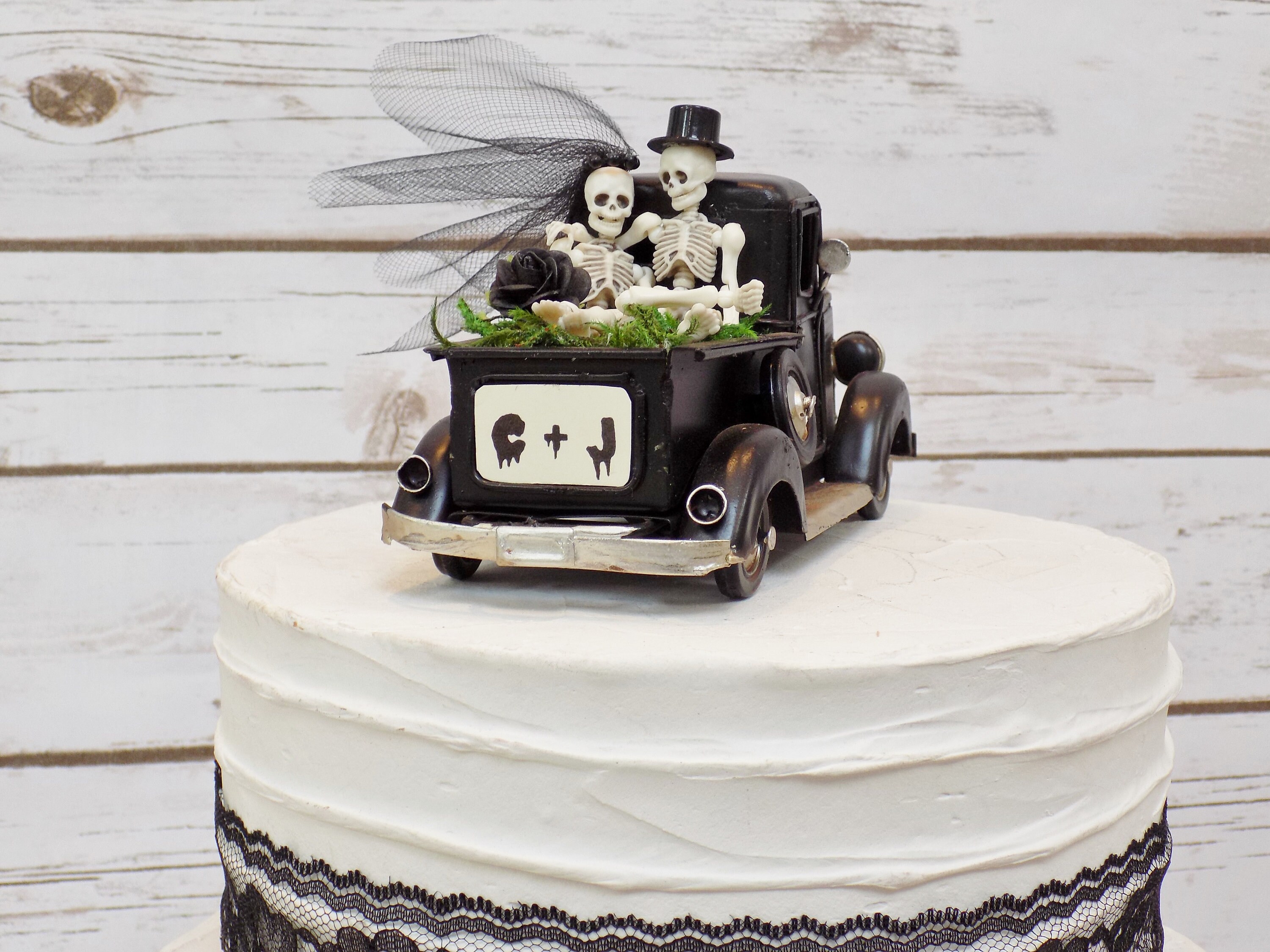 Halloween Skeleton Wedding Cake Topper Bride & Groom | Etsy